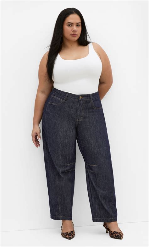 Womens Plus Size Harley Fit Monica Dark Wash Barrel Crop Jean