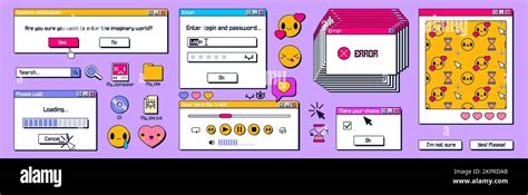 Y2k Windows Retro Screens In Retrowave Vaporwave Vintage Style
