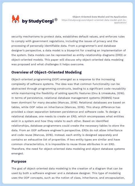 object oriented data model and its application free essay example
