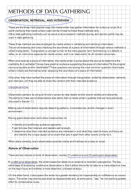 Lesson 2 1 Methods Of Data Gathering Methods Of Data Gathering Observation Retrieval And
