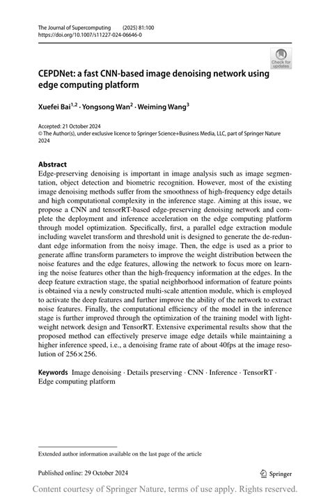Cepdnet A Fast Cnn Based Image Denoising Network Using Edge Computing