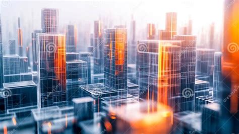 Futuristic Cityscape Emerging From Abstract Glowing Lines Stock Illustration Illustration Of