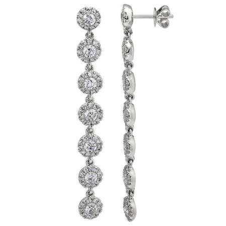 14k White Gold Diamond Halo Drop Earrings Rocks Jewelry Ts Home