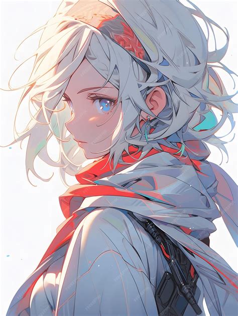 Premium Photo Portrait Of Anime Girl With Silver Hair