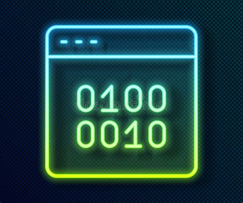 Glowing Neon Line Binary Code Icon Isolated On Black Background Vector