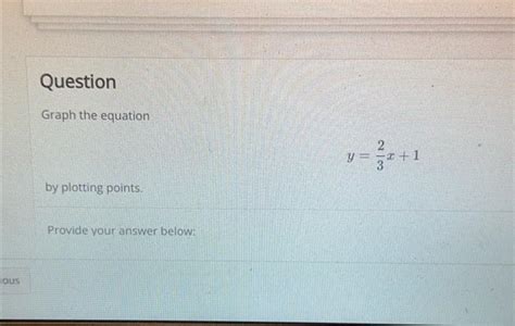 Solved Ous Question Graph The Equation By Plotting Points Chegg Com