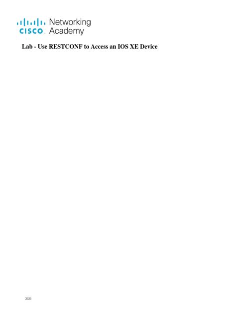 837 Lab Use Restconf To Access An Ios Xe Device Pdf Ip Address