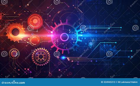 Abstract Technology Background With Gears And Circuitry Concepts Stock Image Image Of Power