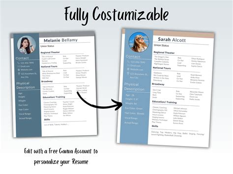 Musical Theatre Resume Auditions Editable In Canva Cv Professional