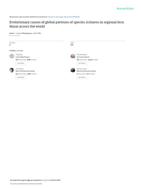 qian et al 2024 evolutionary causes of global patterns of species richness in regional fern