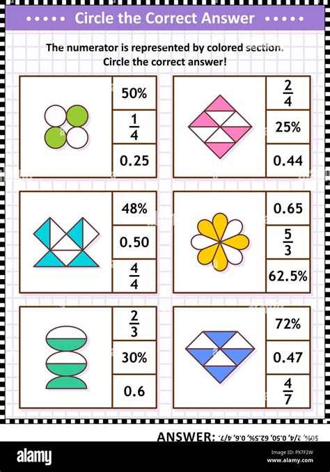 Math Skills Training Visual Puzzle Circle The Correct Answer Find The