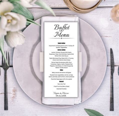 Wedding Buffet Menu Cards Elegant Buffet Menu Cards Editable Etsy