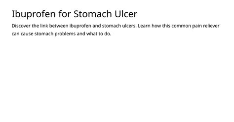 Ibuprofen For Stomach Ulcer Medsis
