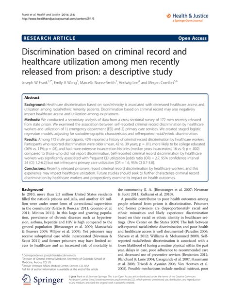 Pdf Discrimination Based On Criminal Record And Healthcare