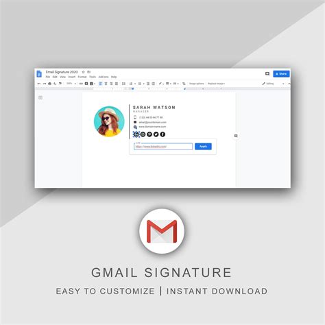 Gmail Email Signature Template Instant Download Modern And Etsy