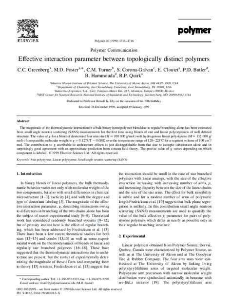 Pdf Effective Interaction Parameter Between Topologically Distinct