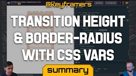 transition height and border radius with flip css variables summary