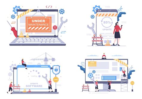 Premium Vector Software System Under Maintenance Vector Illustration Error Website