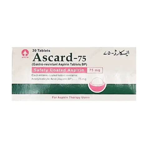 Ascard Tablets 75mg Buy Online Via Marham Shop