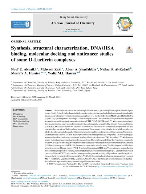 Pdf Synthesis Structural Characterization Dna Hsa Binding