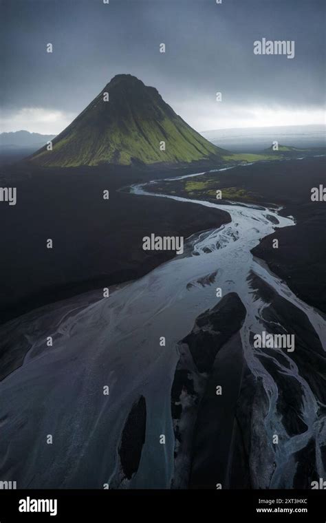 A Stunning Aerial Photograph Capturing The Majestic Maelifell Volcano