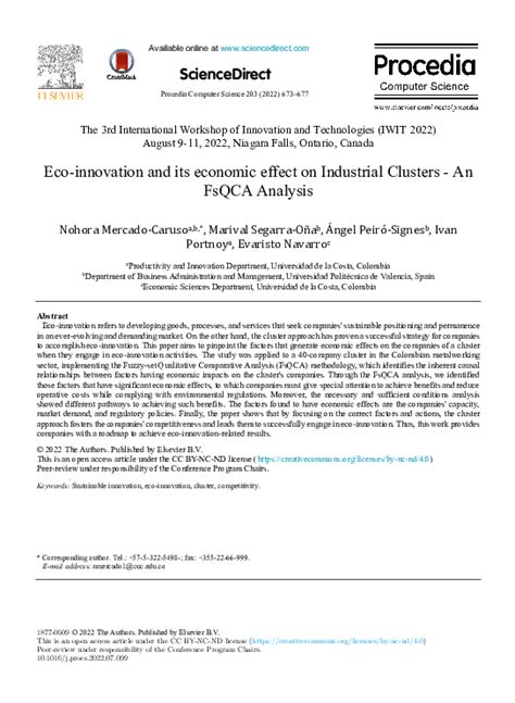 Pdf Eco Innovation And Its Economic Effect On Industrial Clusters An