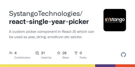 github systangotechnologies react single year picker a custom picker