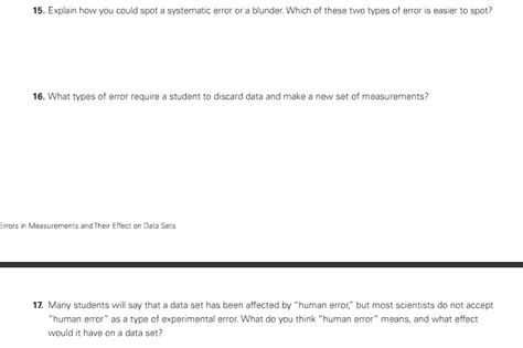 Solved Explain How You Could Spot A Systematic Error Or A