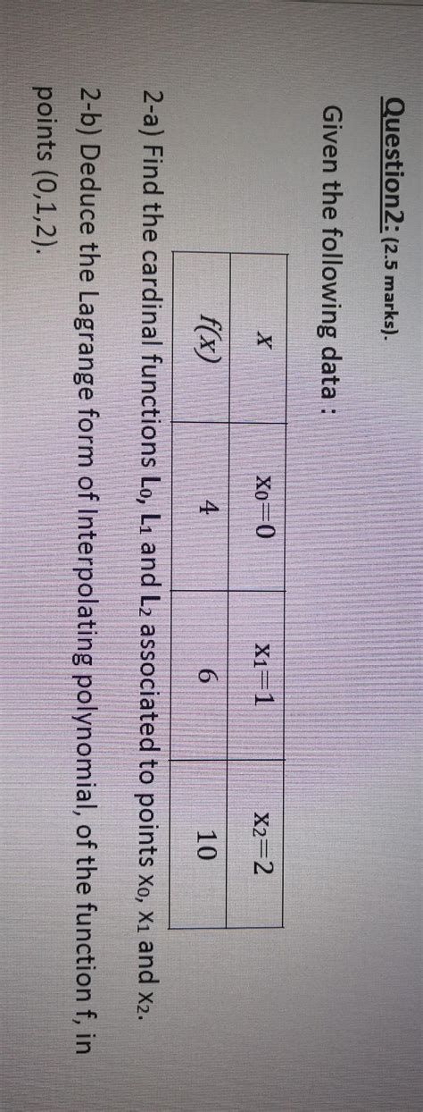 Solved Question2 25 Marks Given The Following Data