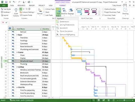 free online tutorial tracing task paths in microsoft project 2013
