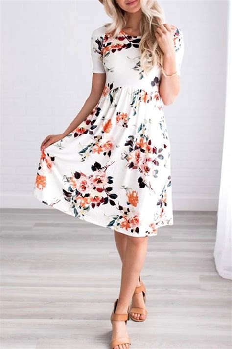 Veromoi Floral Printed Knee Length Dress Knee Length Dresses Casual