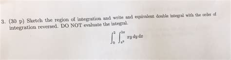 solved sketch region of integration and write an equivalent