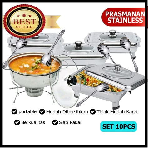Jual Paket Prasmanan Stainless Dan Warmer Stove Plus Sendok Paket Prasmanan Pesta Set 10pcs