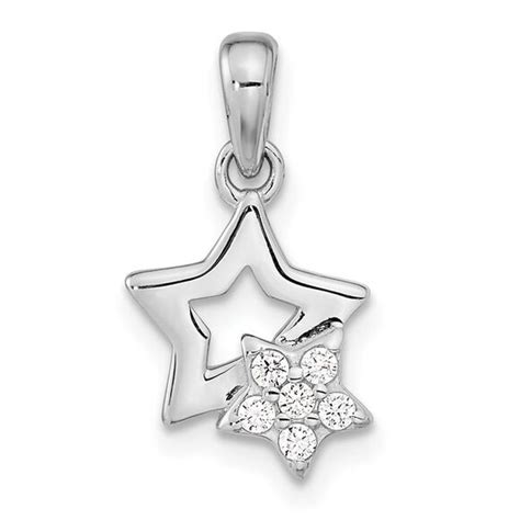 Kazi Luxury Jewelry Sterling Silver Rhplated Polished Cz Star