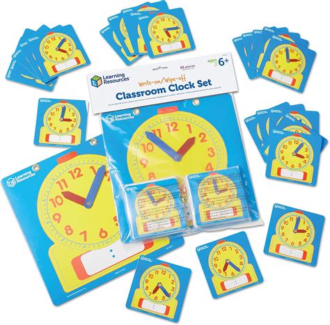Learning Resources Ler0575 Write And Wipe Clocks Classroom Set Marrón
