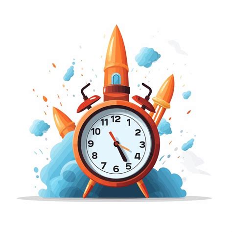 Premium Vector Alarm Clock Flying To The Sky Like A Rocket
