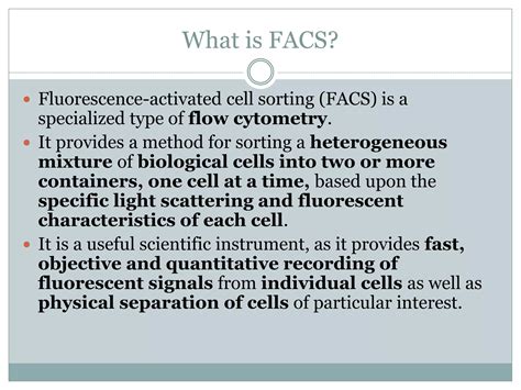 Fluorescence Activated Cell Sorting Facs Pptx