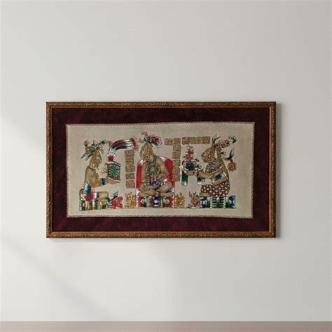Vintage Mayan Leather Pyrography Art Pakal Tablero Del Palacio Palenque