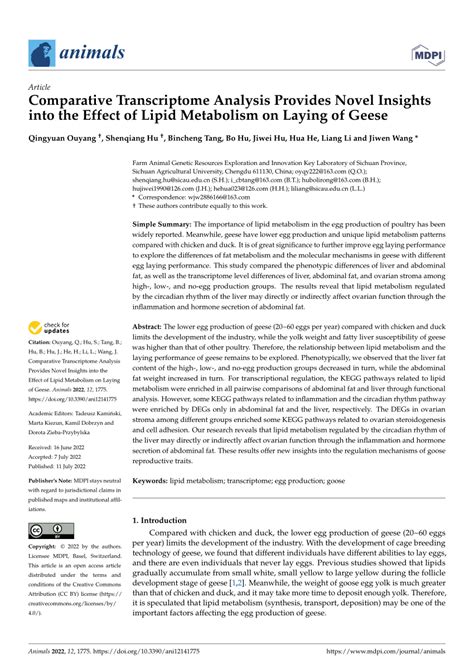Pdf Comparative Transcriptome Analysis Provides Novel Insights Into The Effect Of Lipid