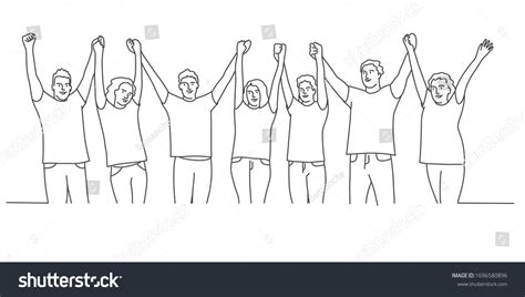 Group People Hold Hands Hands Lifted Stock Vector Royalty Free