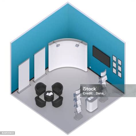아이소메트릭 전시 부스 대입니다 3 차원 일러스트 레이 션 0명에 대한 스톡 사진 및 기타 이미지 0명 공란 광고