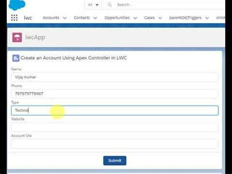 Insert A Record Of Account Object Using Apex Class In Salesforce Lightning Web Component Lwc