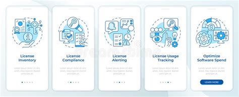 Software Licensing Features Blue Onboarding Mobile App Screen Stock Illustration Illustration