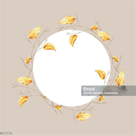 나뭇가지 황금 단풍이 있는 수채화 가을 프레임 손으로 그리는 로고는 흰색 배경에 분리되어 있다 디자이너 장식 상점 엽서 포장지 표지 포스터 및 직물용 10월에 대한 스톡