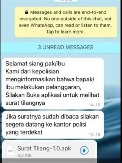 Waspada Modus Penipuan Baru Dengan Aplikasi Tilang Melalui Whatsapp