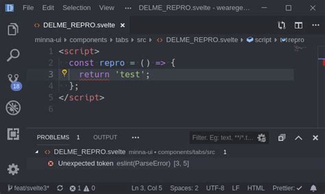 Parse Error On Any Token Inside A Function · Issue 2 · Sveltejseslint