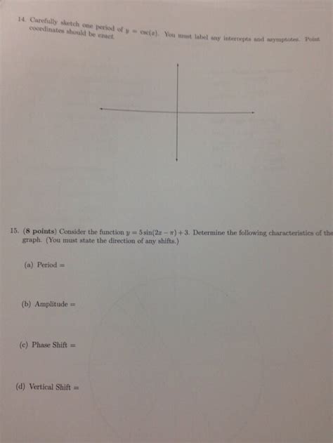 Solved Carefully Sketch One Period Of Y Cos X You Label