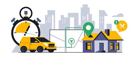 집에 온라인 음식 배달 서비스 택배 차로 패스트 푸드 배달 타이머 스톱워치 시간 주소 지도 거리 경로 Gps 위치 도시 기호