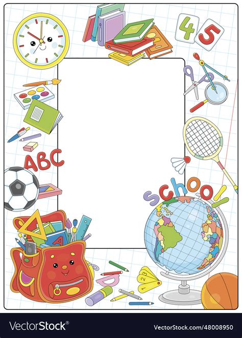 Funny Cartoon School Frame Border Royalty Free Vector Image