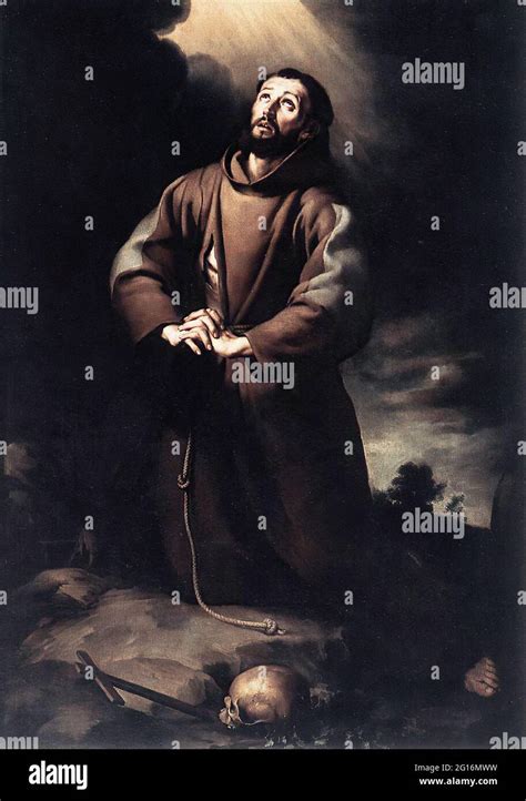 Bartolomé Esteban Murillo Saint Francis Assisi Prayer 1645 Stock